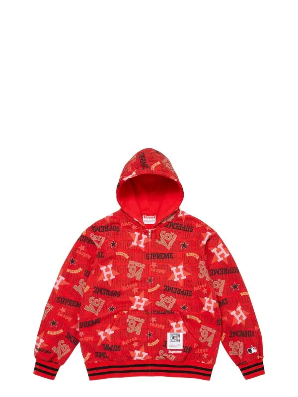 Supreme X Mitchell & Ness Teams Zip Up Hooded Sweatshirt - Red