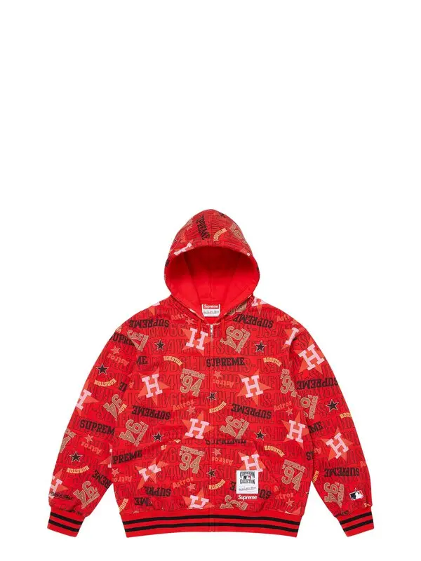 Supreme X Mitchell & Ness Teams Zip Up Hooded Sweatshirt - Red