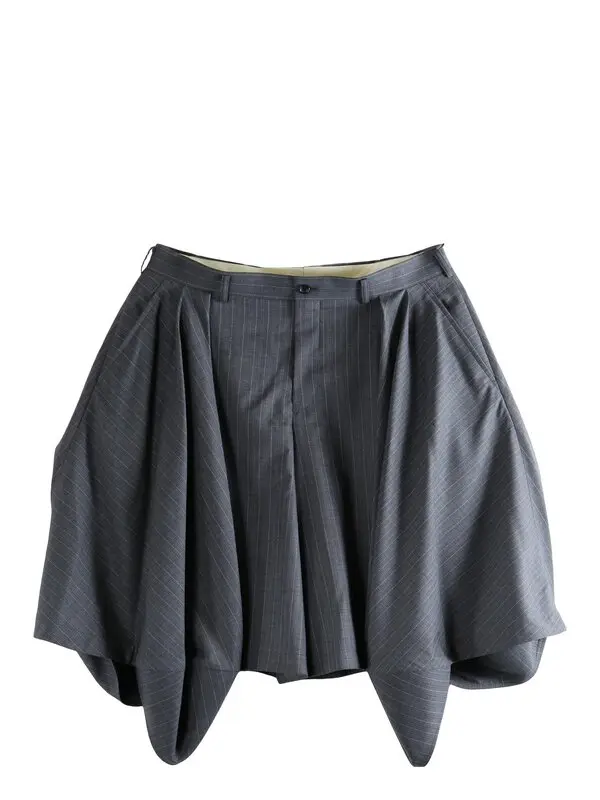 Comme Des Garçons Wide-leg Pleated Zipper Shorts - Grey