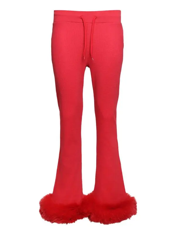 Balenciaga Flared Sweatpants With Fur Trim - Red