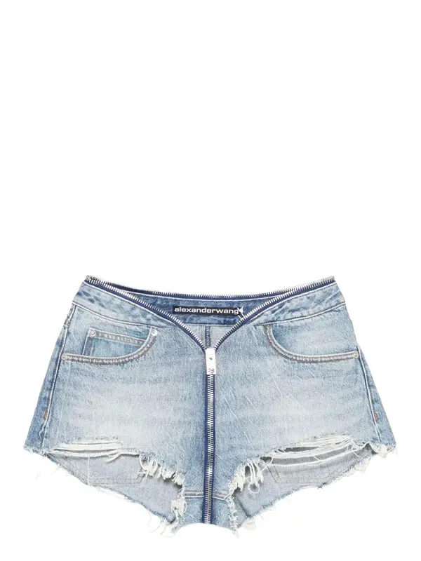 Alexander Wang Dipped V Zip Waistband Cut Off Short - Blue