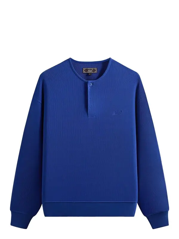 Kith Micro Waffle Long Sleeve Colby Pullover - Blue