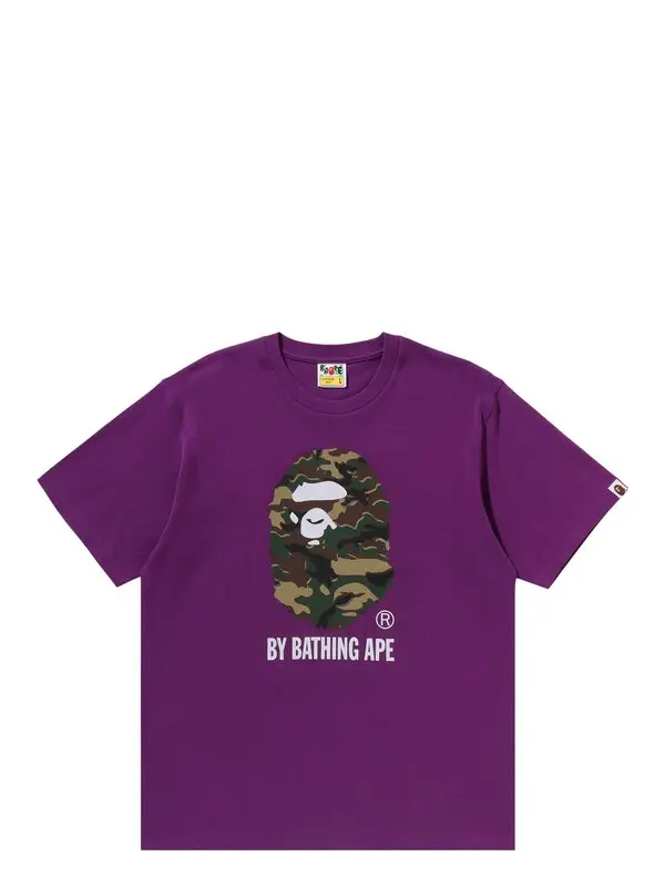 A BATHING APE Glitch Woodland Camo Ape Head T-shirt - Purple