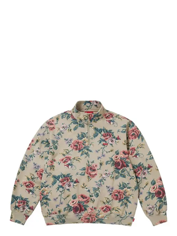 Supreme Small Box Half Zip Pullover Floral Print - Green