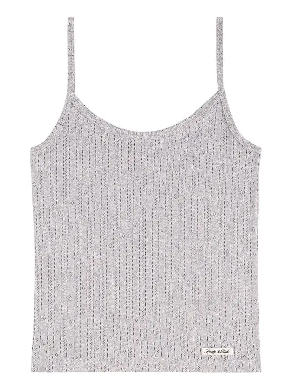 SPORTY & RICH Signature Logo Pointelle Tank - Grey