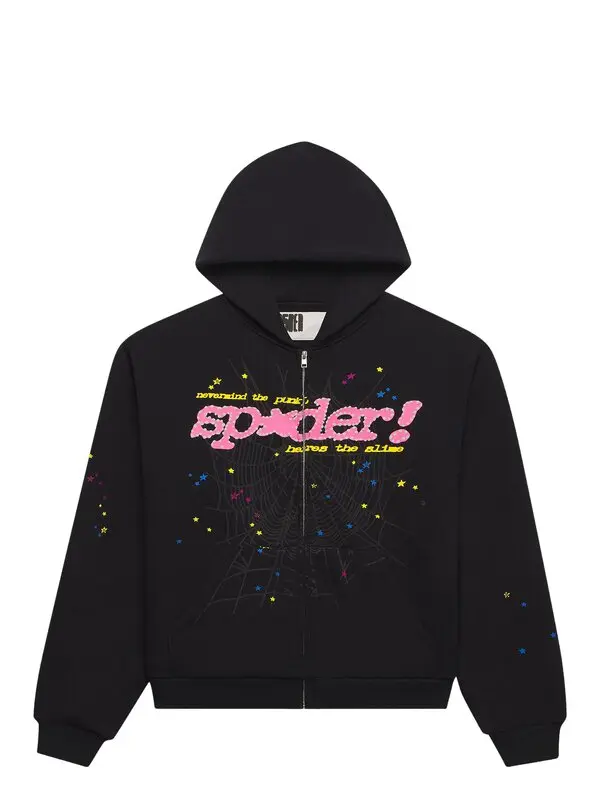 SP5DER Punk V2 Zip Up Hoodie - Black