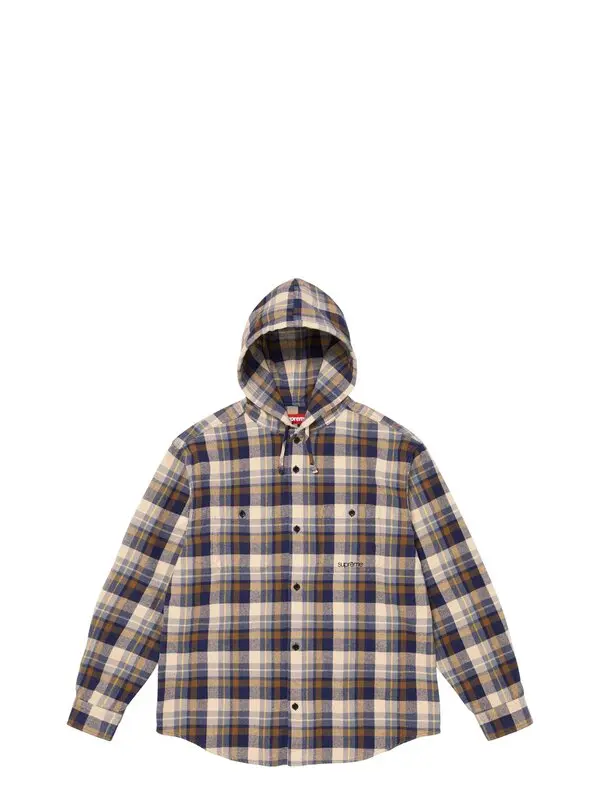 Supreme Hooded Flannel Shirt - Brown