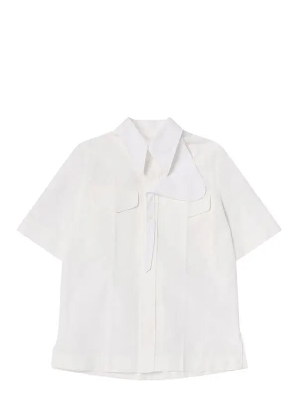 Bottega Veneta Compact Cotton Toile Short-sleeve Shirt - White
