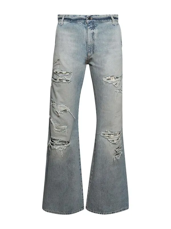 Amiri Checkered Repair Bootcut Jean - Blue