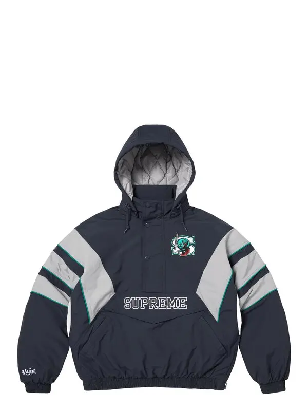 Supreme X Salem Half Zip Stadium Jacket - Blue