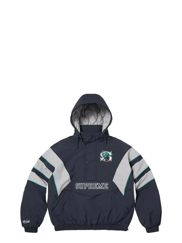 Supreme X Salem Half Zip Stadium Jacket 'navy - Blue