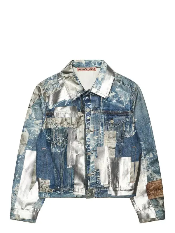 Acne Studios Printed Tape Denim Jacket - Blue