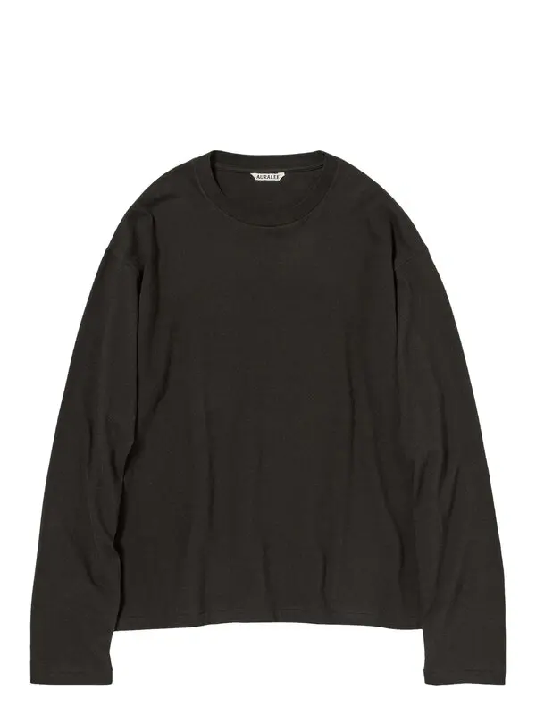 Auralee Brushed Organic Cotton Long-sleeve T-shirt - Black