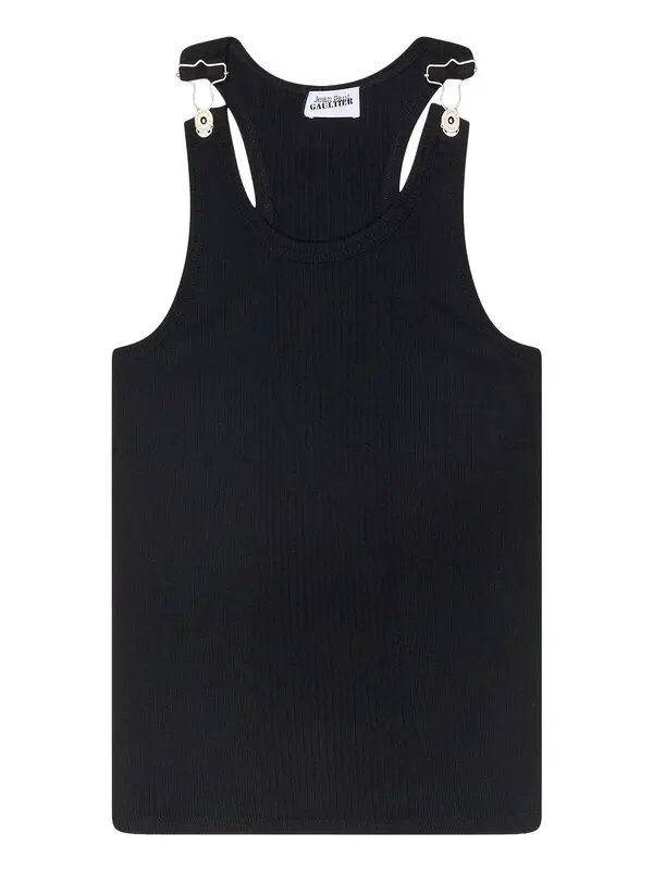 JEAN PAUL GAULTIER Ribbed Tank Top - Black