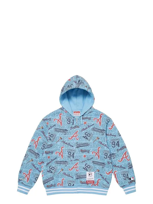 Supreme X Mitchell & Ness Teams Zip Up Hooded Sweatshirt - Blue