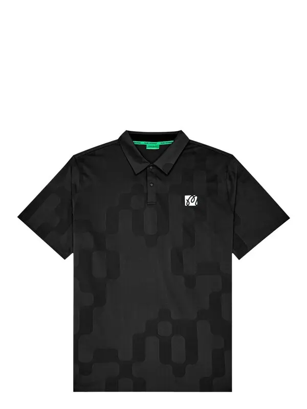 MALBON Performance Mesh Paneled Polo Shirt - Black