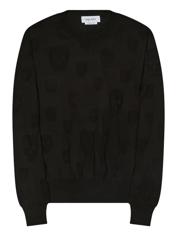 Alexander McQueen All Over Skulls Crewneck Sweater - Black