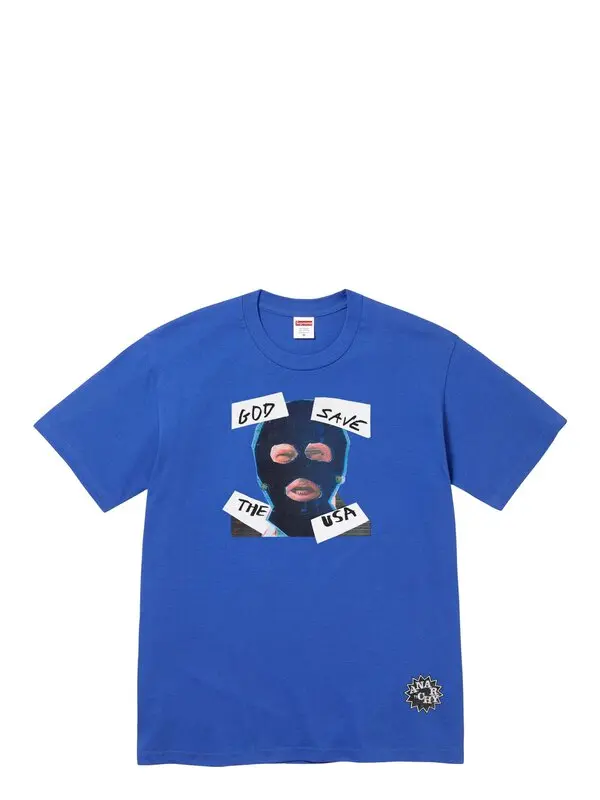 Supreme God Save Us Graphic T-shirt - Blue