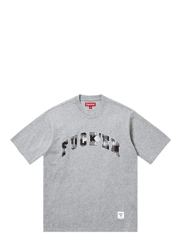 Supreme Short-sleeve Plaid Graphic T-shirt - Grey