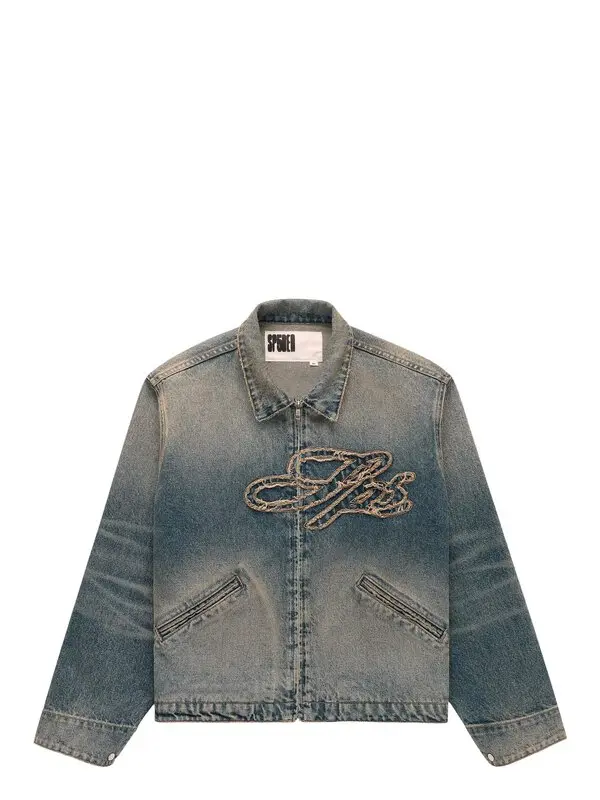 SP5DER Script Denim Work Jacket - Blue