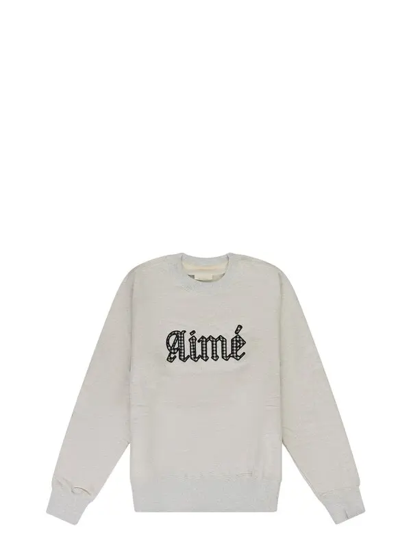 Aimé Leon Dore Houndstooth Applique Crewneck Sweatshirt - Grey