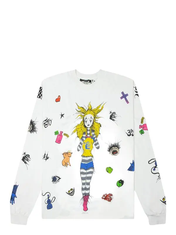 HELLSTAR Down The Paradise Path' Long-sleeve Graphic T-shirt - White