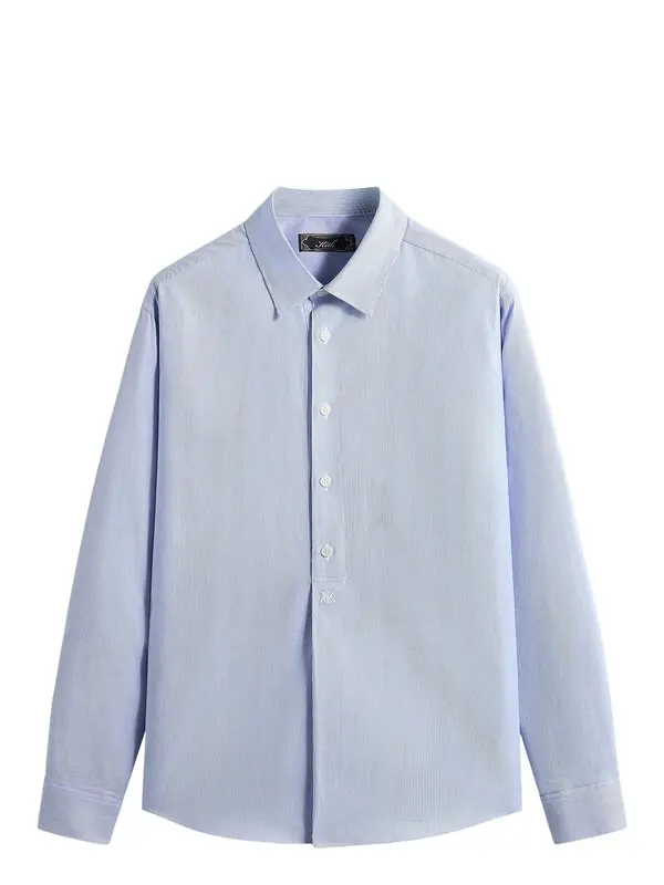 Kith Textured Microstripe Popover Shirt - Blue