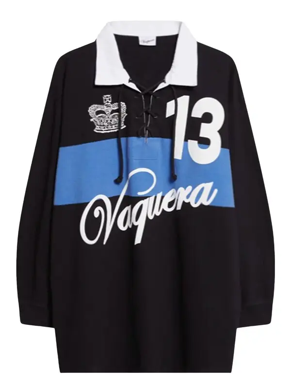 Vaquera Rugby Shirt With Lace-up Detail - Blue