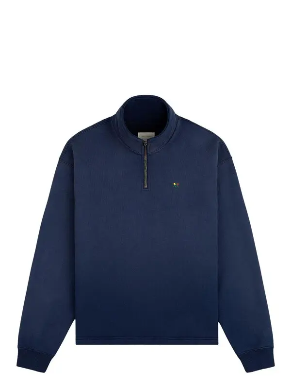 Aimé Leon Dore Sun Faded Crest Quarter Zip Sweatshirt - Blue
