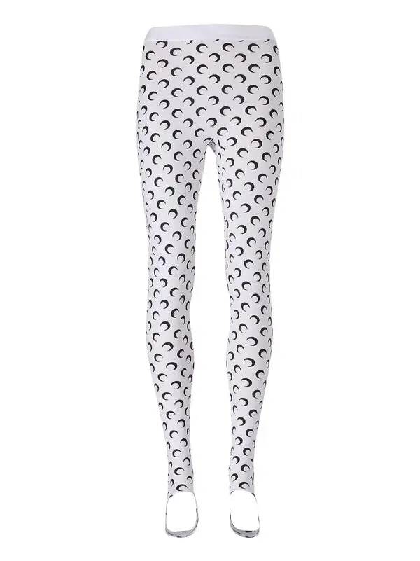 MARINE SERRE Recycled Moon Jersey Stirrup Leggings 'optical - White