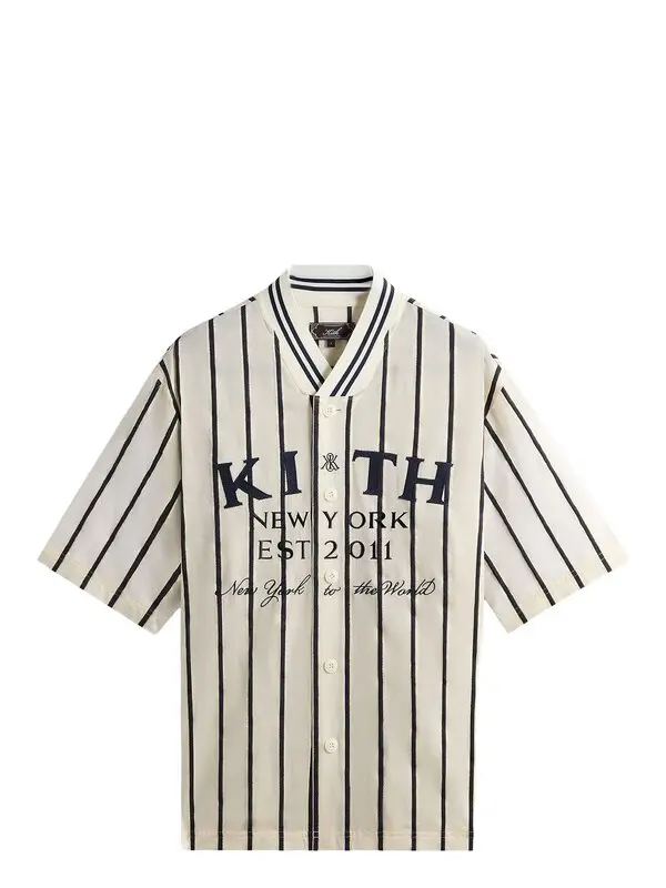 Kith Silk Linen Chenille Stripe Button-up Shirt - Cream