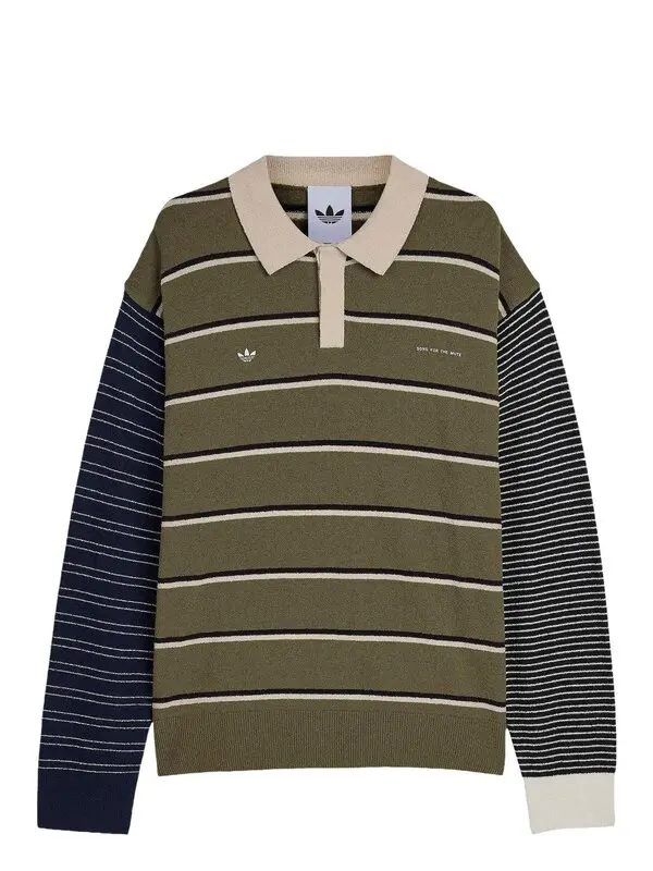 Adidas X Song For The Mute Striped Knit Polo Shirt - Green