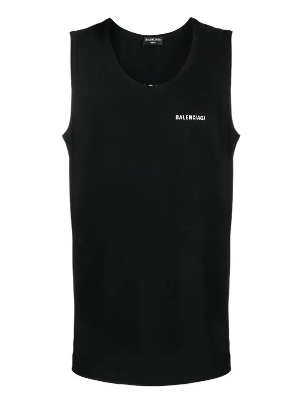 Balenciaga Sleeveless Tank Top With Logo - Black
