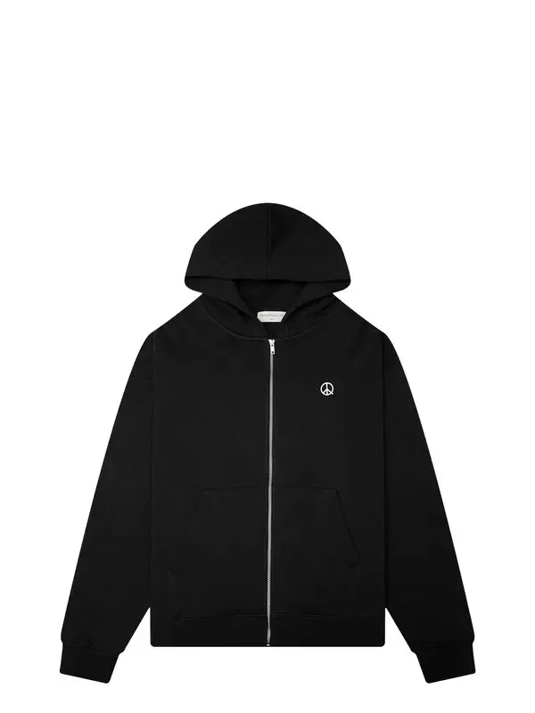 MUSEUM OF PEACE & QUIET Wordmark Zip Up Hoodie - Black