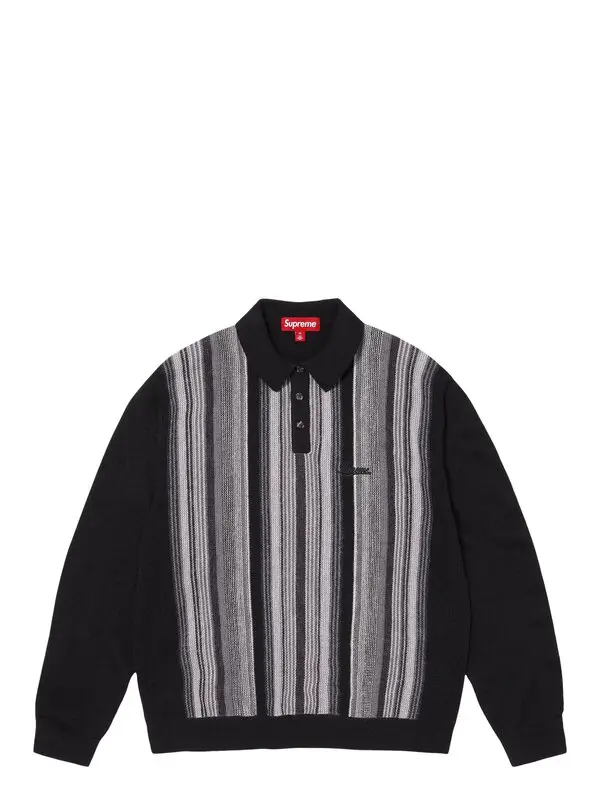 Supreme Multi Stripe Polo Sweater - Black