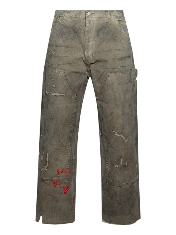 PALY HOLLYWOOD Waxed Canvas Double Knee Pants - Brown