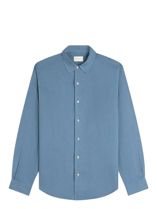Aimé Leon Dore Long-sleeve Linen Shirt - Blue