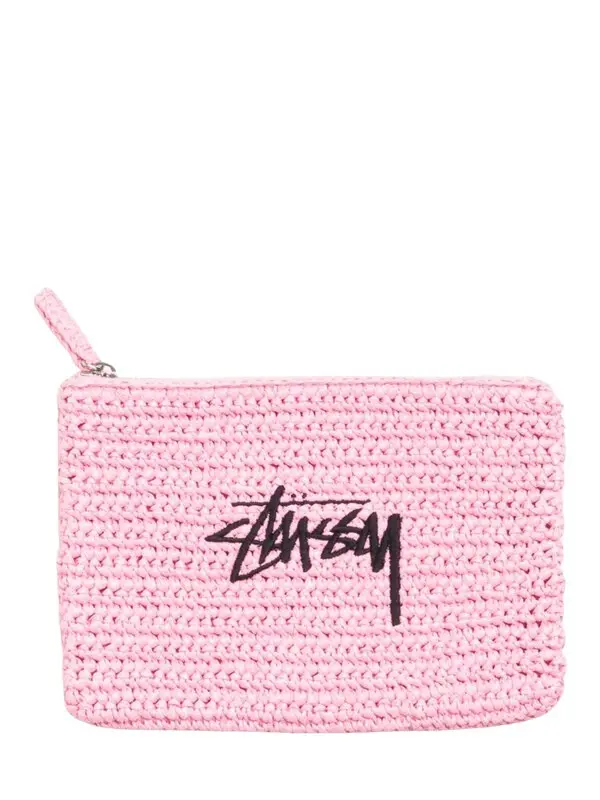 StÜssy Raffia Zip Pouch - Pink