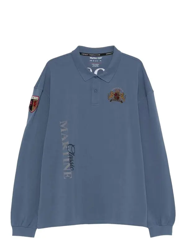 Martine Rose Long Sleeve Polo With Crest Detail - Blue