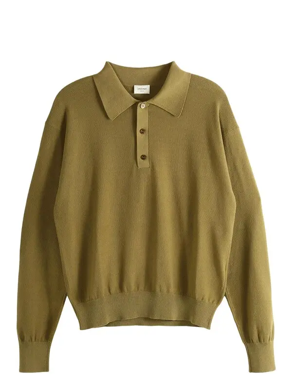 Saint Laurent Long Sleeve Polo - Tan