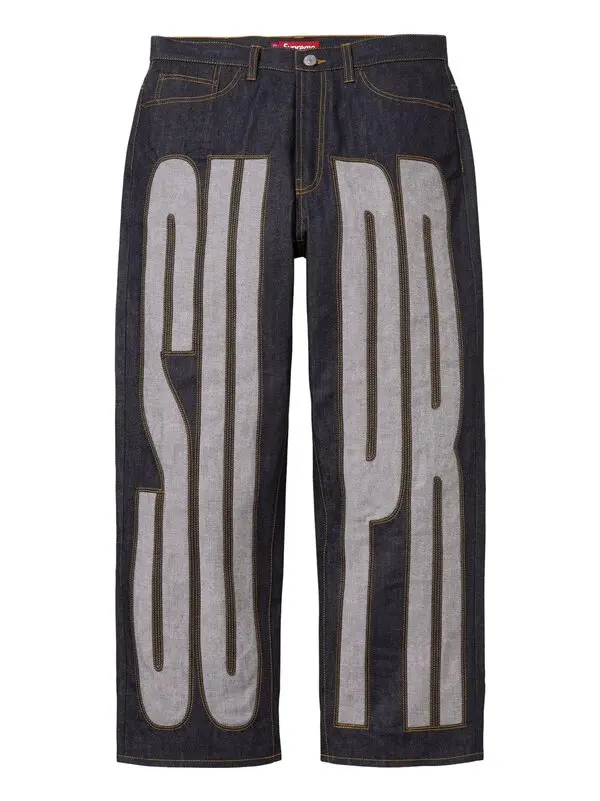 Supreme Inset Spellout Baggy Jean Rigid Indigo - Black