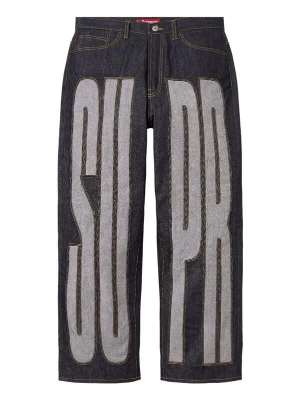Supreme Inset Spellout Baggy Jean Rigid Indigo - Black