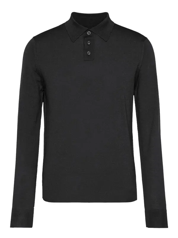 MAISON MARGIELA Long Sleeve Polo - Black