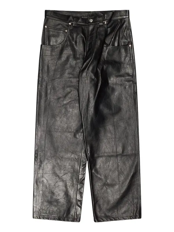 Vetements Leather Hip-hop Pants - Black
