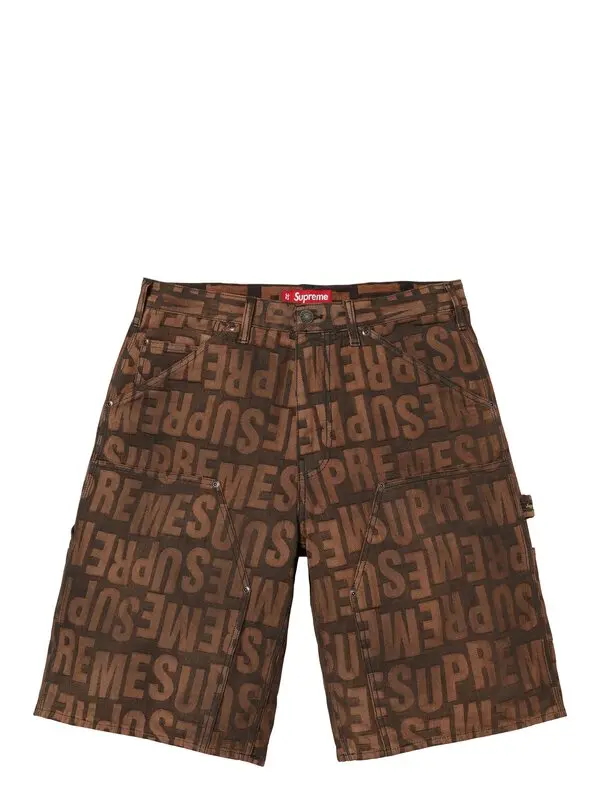 Supreme Repeat Jacquard Double Knee Denim Short - Brown