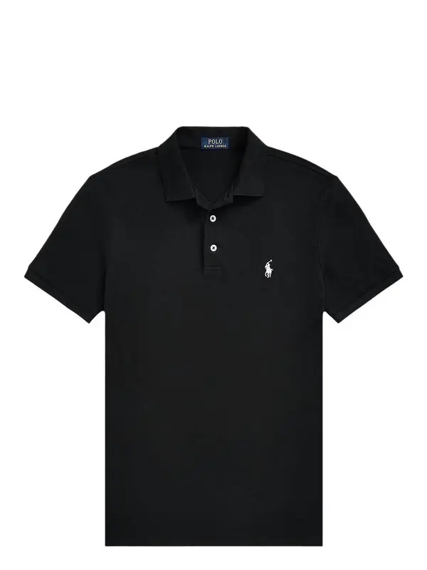 Polo Ralph Lauren Short-sleeve Stretch Mesh Button Placket Polo - Black
