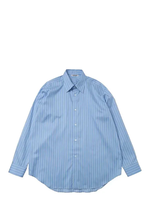 Auralee Super Fine Wool Stripe Shirt - Blue
