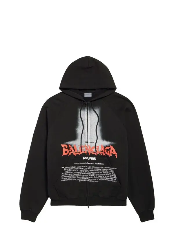 Balenciaga Oversized Zip-up Hoodie - Black