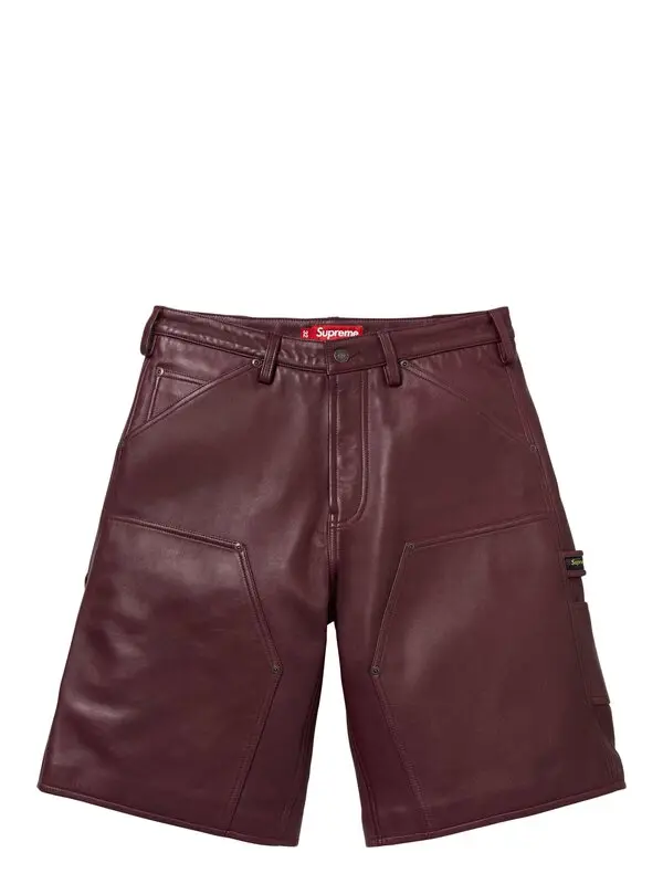 Supreme Leather Double Knee Painter Short - Red