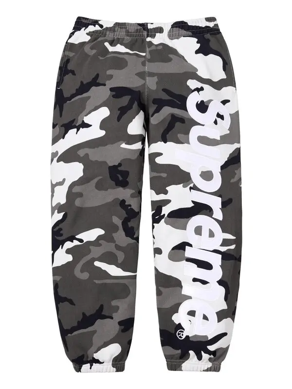Supreme Camouflage Satin Appliqué Sweatpants - White
